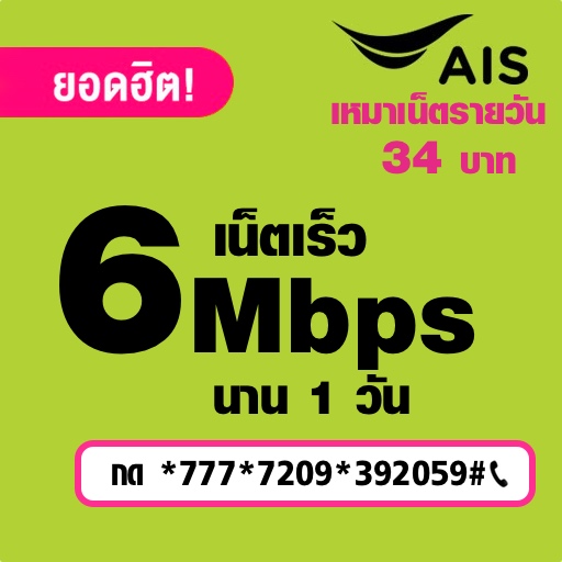 Bloggang.com : สมาชิกหมายเลข 3113501 - คุ้มสุด โปร AIS รายวัน เร็ว 6 Mbps เล่นไม่อั้น ไม่ลดสปีด ...