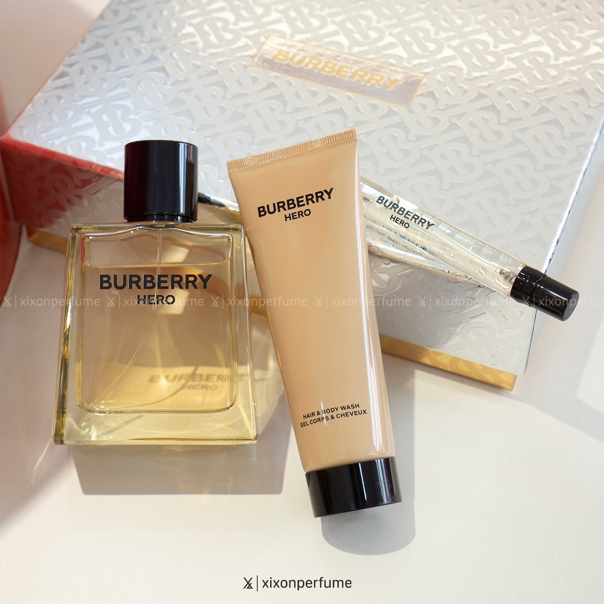 ชุดเซ็ตน้ำหอม แบรนด์ BURBERRY HERO EDT SET น้ำหอม 100 มล. + สบู่อาบน้ำ ...