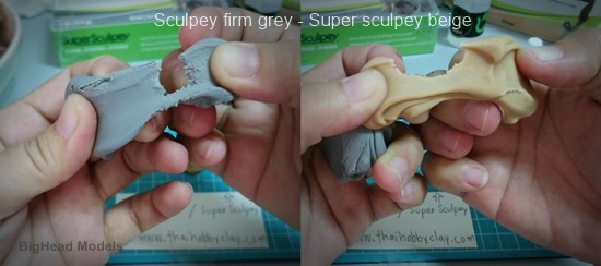 การนวดดินและเนื้อดิน Sculpey Firm สีเทา & Super sculpey สีเนื้อ