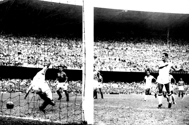 1 ก.ค. 1950 59 ปีที่ผ่านมา บราซิล 2 ยูโกสลาเวีย 0 ที่ มาราคาน่า