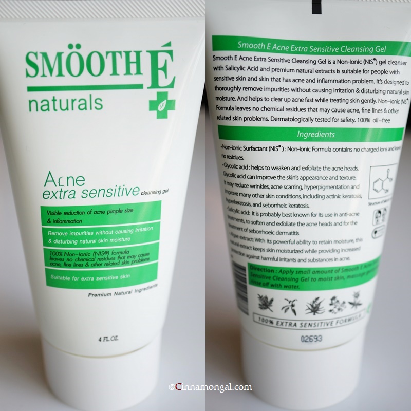 Bloggang.com : CinnamonGal : Review: Smooth E Acne Extra Sensitive Cleansing Gel เจลล้างหน้า ...