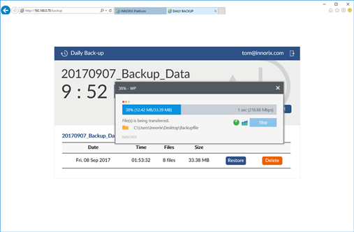 INNORIX Daily Backup - Screenshot