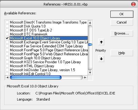 การใช้ Excel 8.0 Object Library บนเครื่องที่ลง Office XP