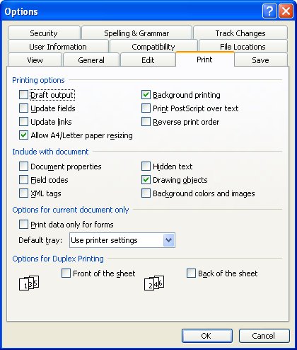 วิธีแก้ MS WORD 2003 Blue Background และ MS WORD 97 print ไม่ออก