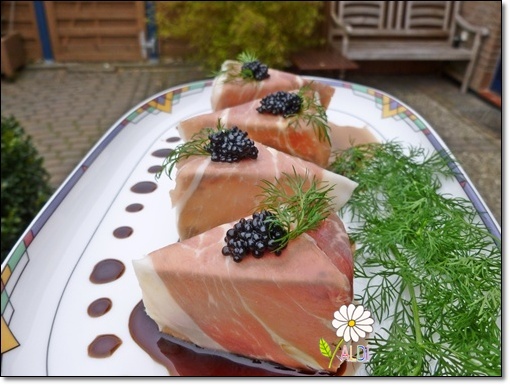 Ham cheese and caviar